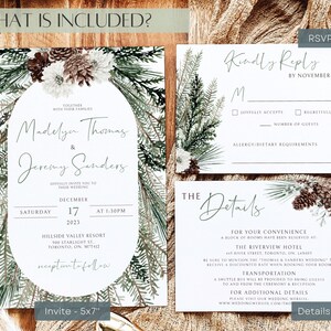 Winter Wedding Invitation Suite, Christmas Wedding Invitation Template ...