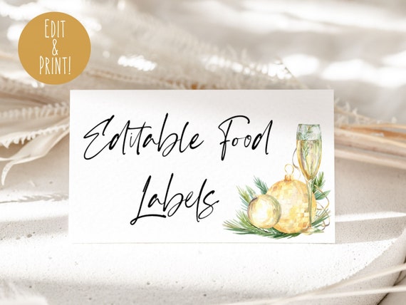 Party Food Label Templates Printable Food Label Etsy