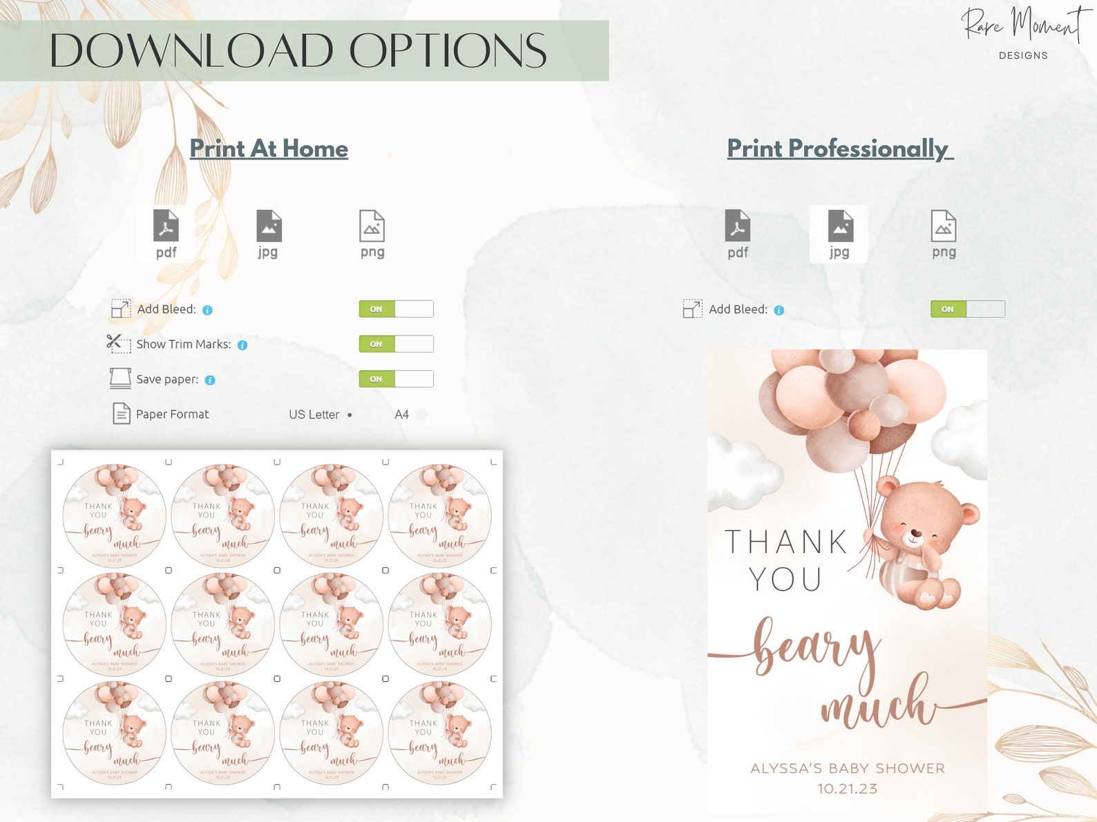 Teddy Bear Baby Shower Favor Tags Template, Printable Bear Thank You ...
