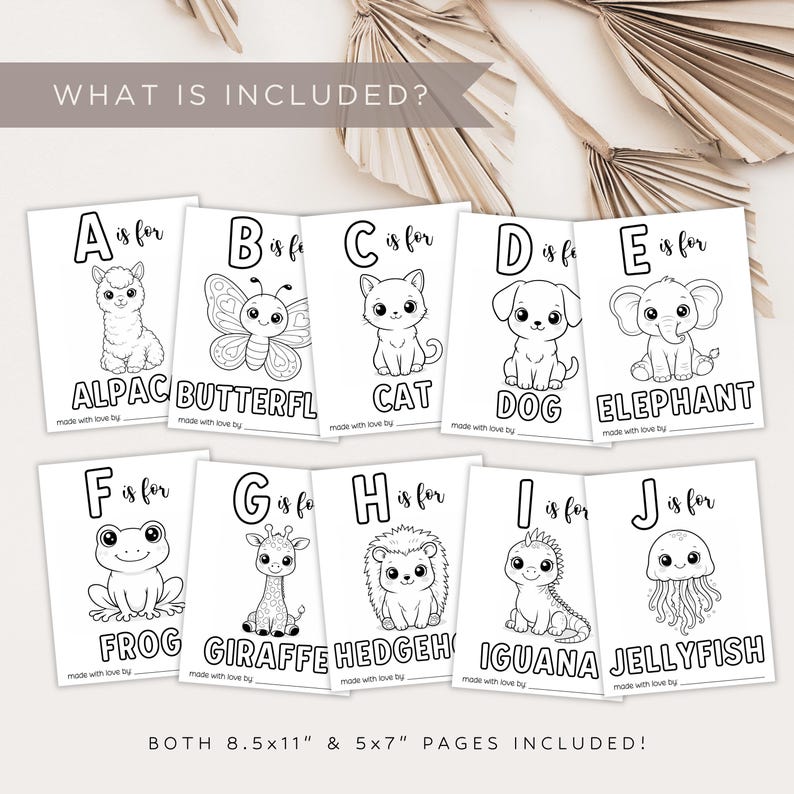 Printable ABC Coloring Book, Animal Alphabet Coloring Pages, Baby ...