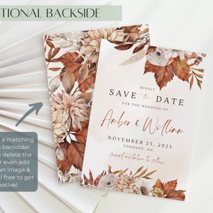 Terracotta Wedding Save the Date Template, Rustic Fall Save Our Date Wedding Announcement ...