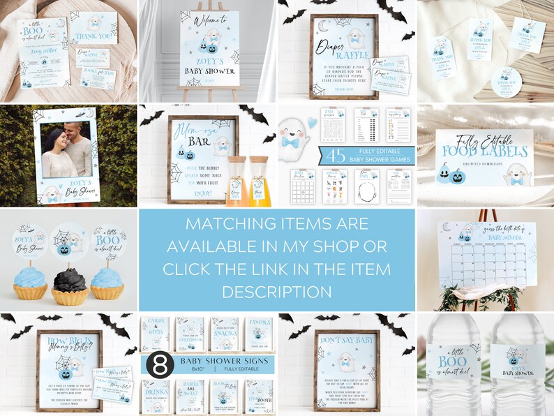 A Little Boo is Almost Due Baby Shower Signs, Baby Boy Halloween Shower ...