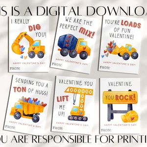 Construction Valentine's Day Cards, Kids Classroom Valentines ...