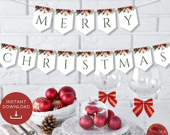 Printable PDF Banner, Merry Christmas PDF Banner, DIY Printable ...