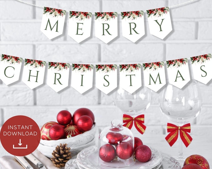 Merry Christmas Banner, Printable Christmas Banner, Snowman Banner ...