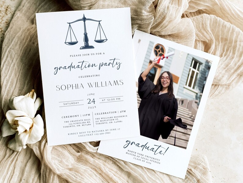 Law Graduation Party Invitation Template, Editable Graduation 2025 ...