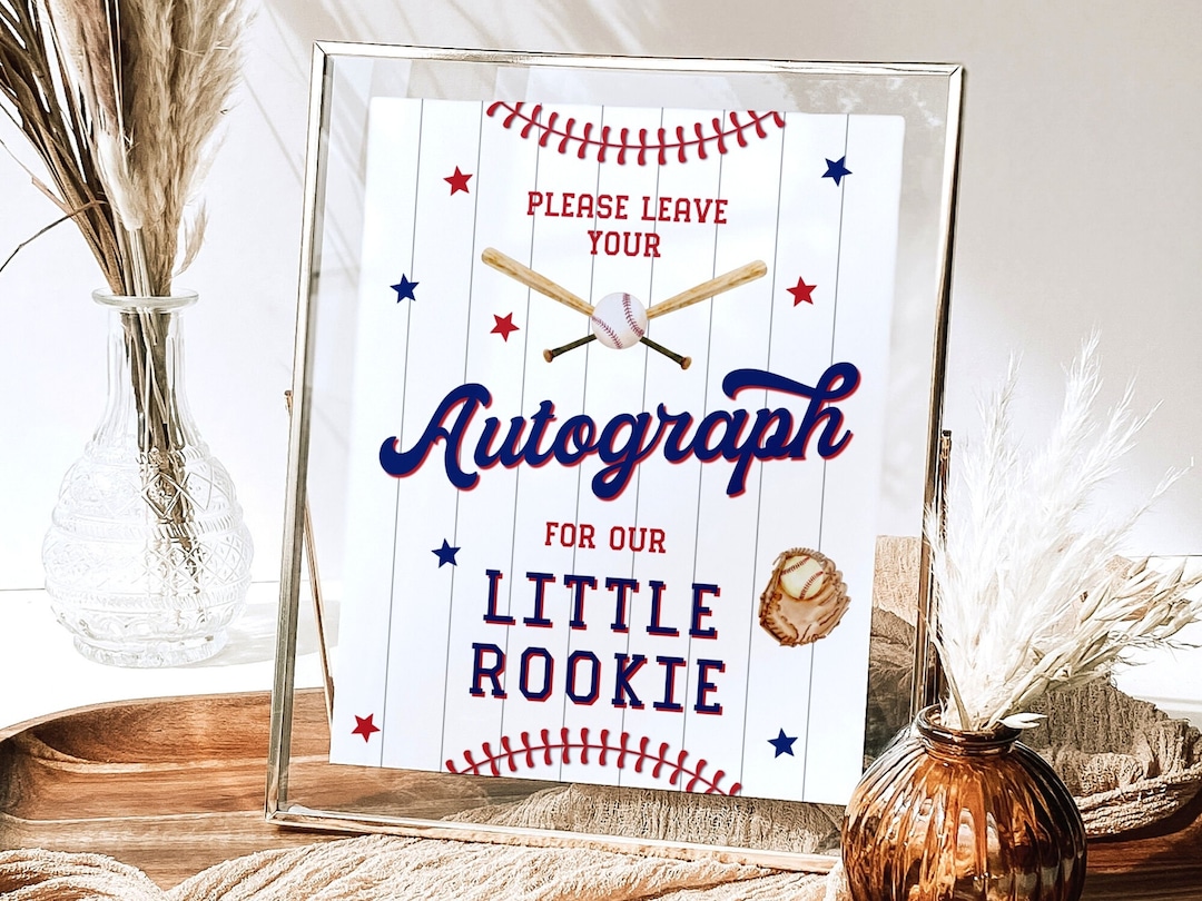 Rookie of the Year First Birthday Sign, Baseball Birthday Please Leave ...