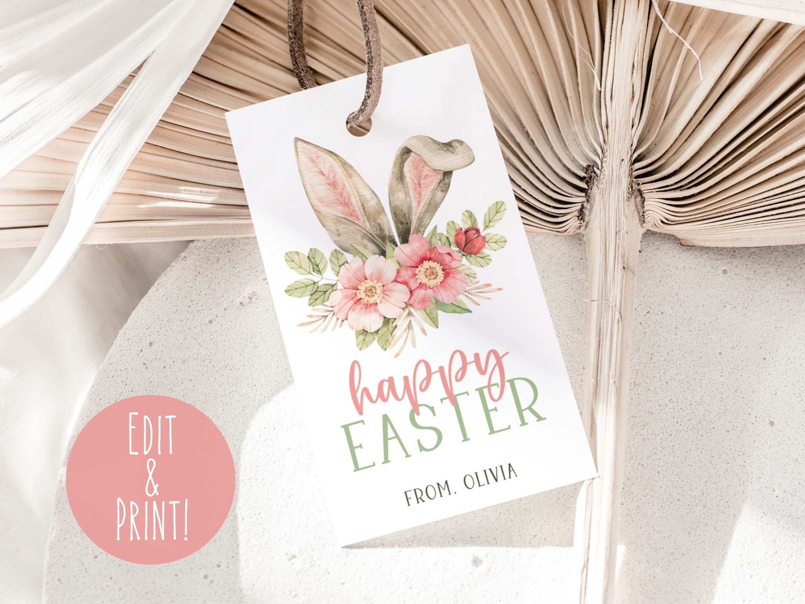 EDITABLE Easter Gift Tag Easter Bunny Printable Tags Happy - Etsy Canada