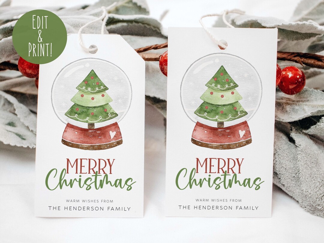 EDITABLE Christmas Gift Tags, Holiday Gift Tag, Christmas Tree Gift Tag ...