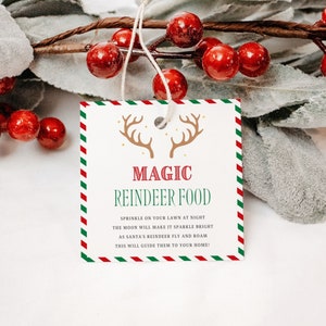 Magic Reindeer Food Tags, Reindeer Food Tag Printable, Christmas Eve ...