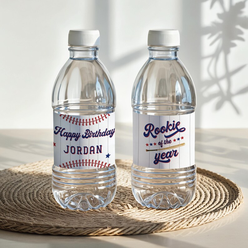 Rookie of the Year First Birthday Water Bottle Labels Template ...