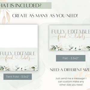 Editable Greenery Food Labels, Green & Gold Food Label Template ...