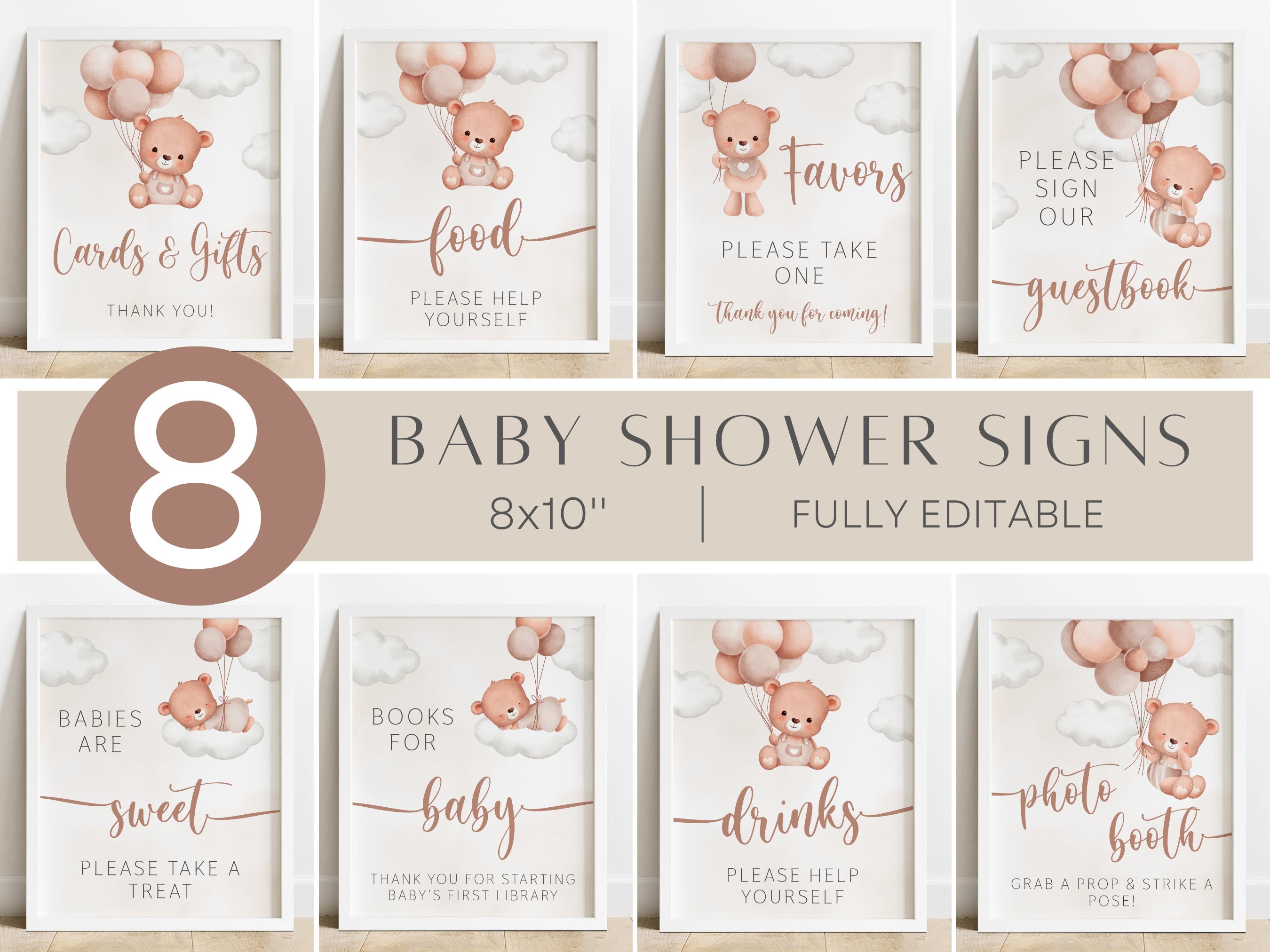 Teddy Bear Baby Shower Signs Bundle Printable Bear Baby - Etsy Canada