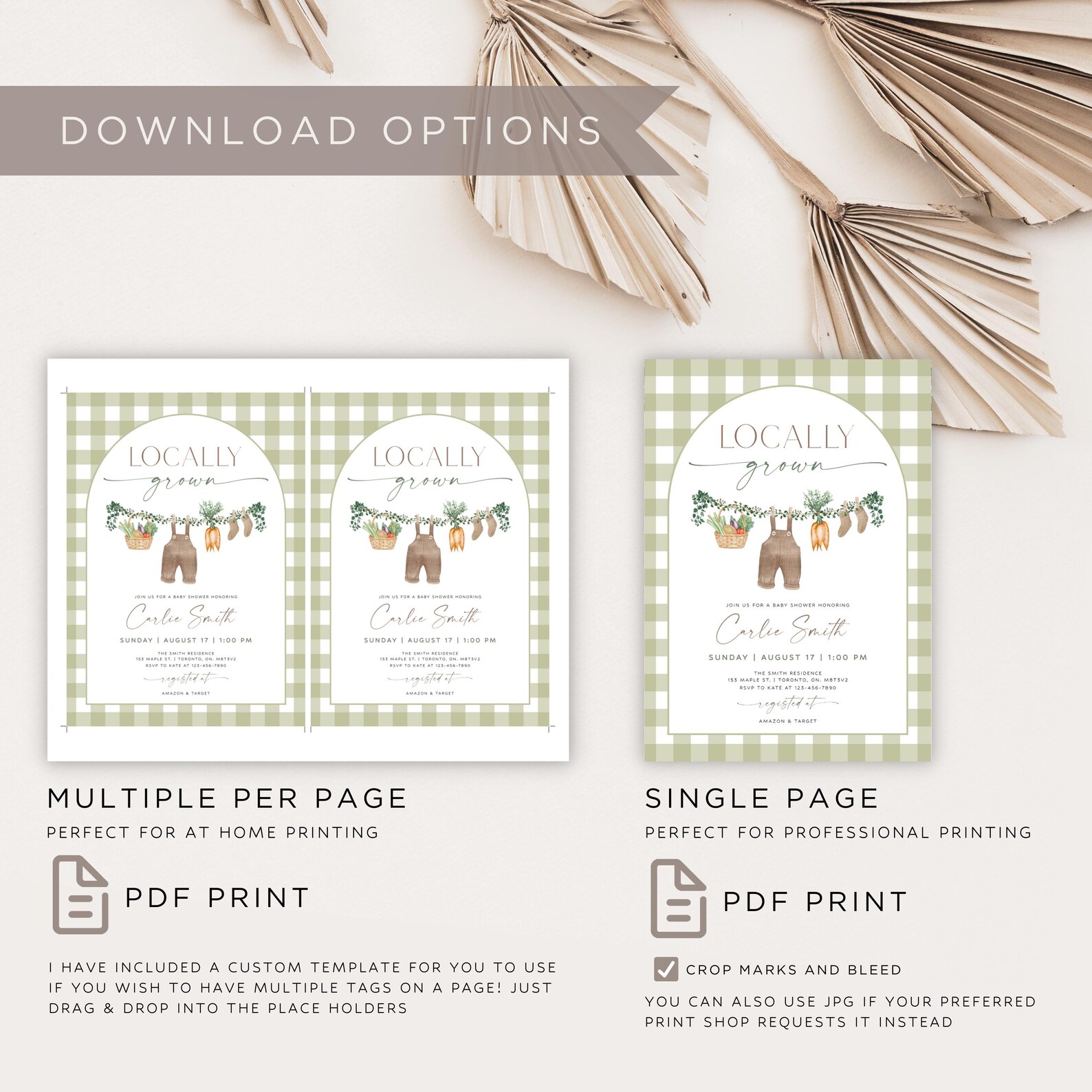 Locally Grown Baby Shower Invitation Template, Locally Grown Invite ...