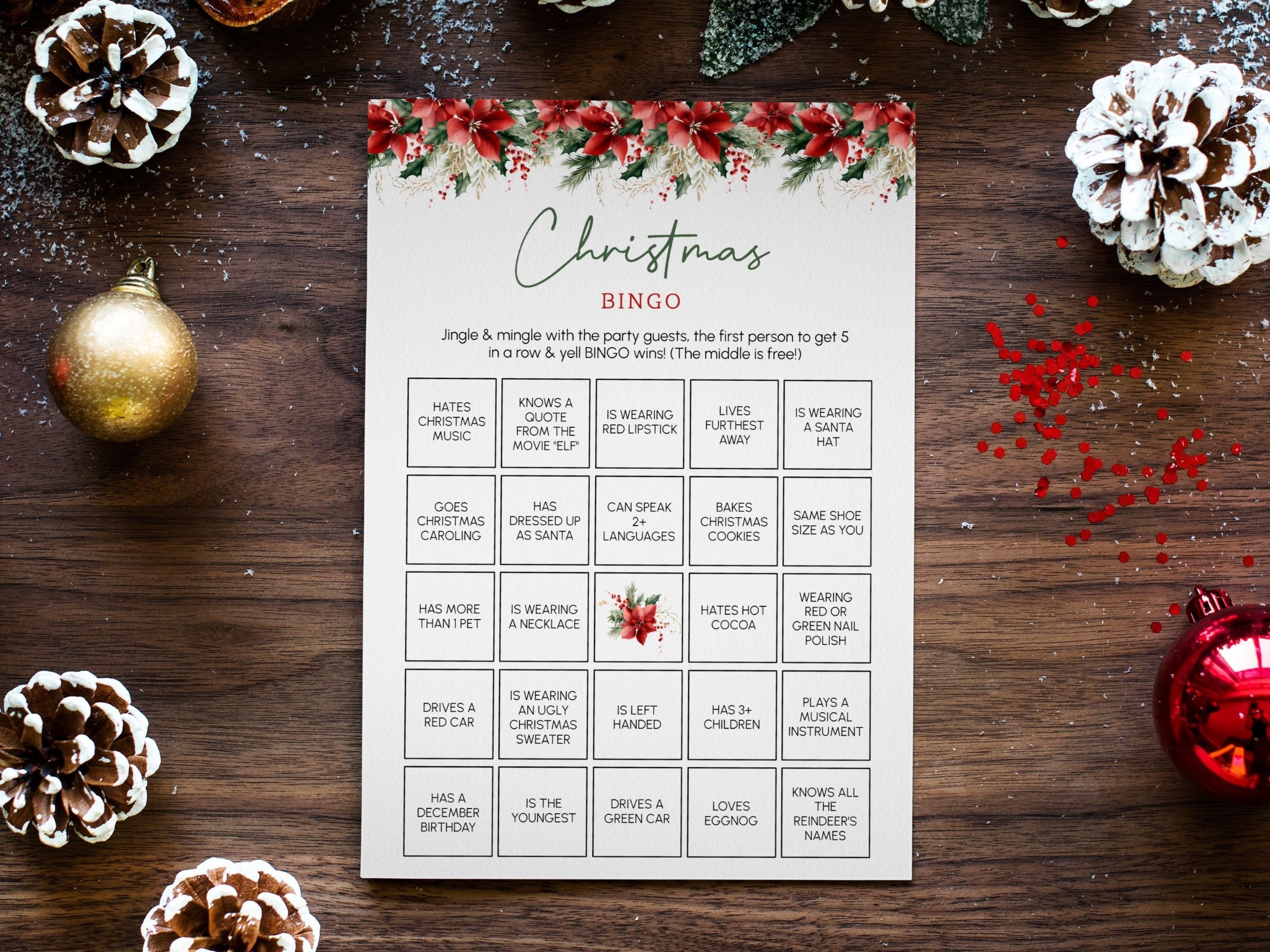 Christmas Bingo, Christmas Party Game, Holiday Bingo Card, Christmas ...