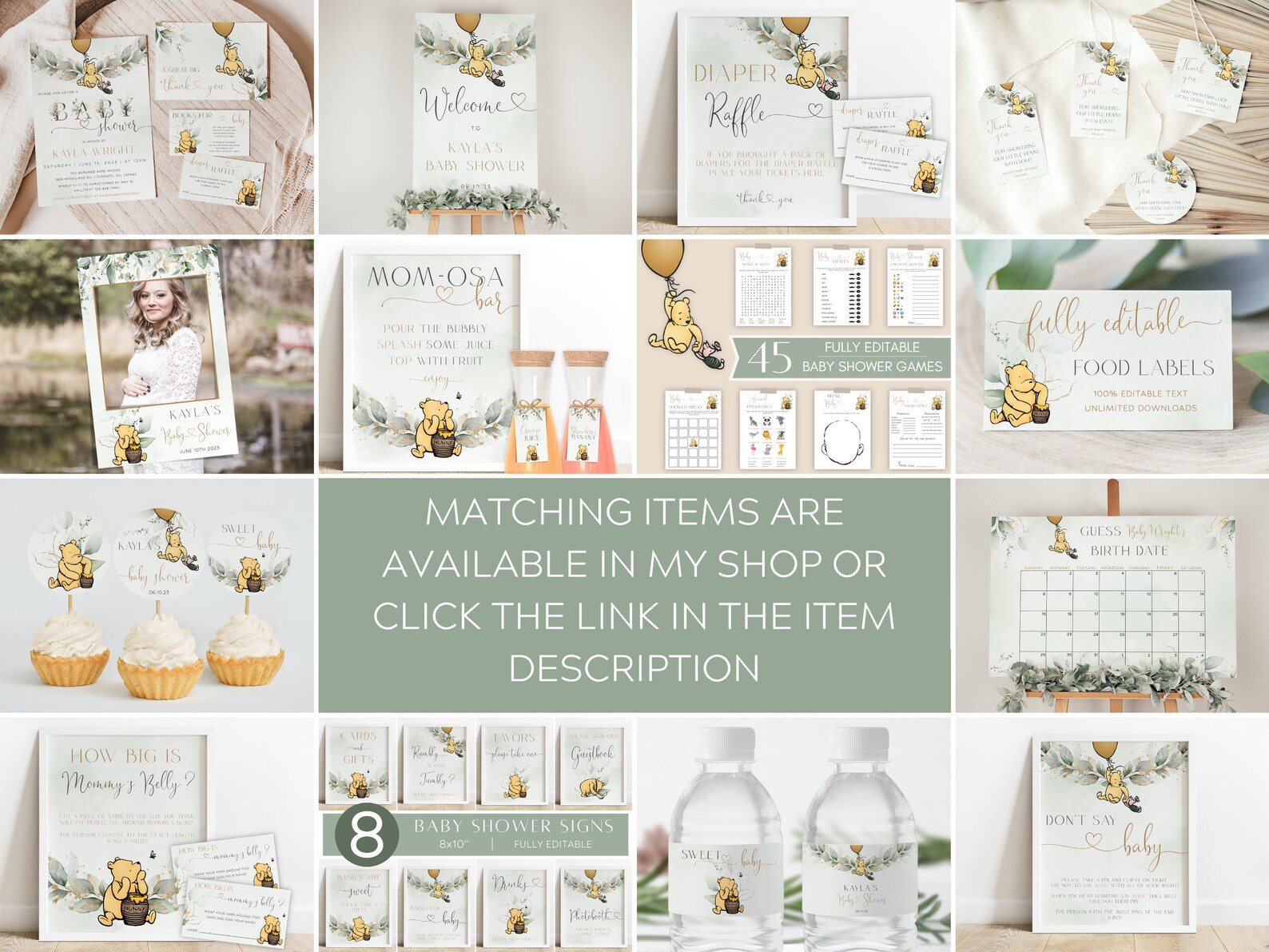 Winnie the Pooh Baby Shower Food Labels Template Printable - Etsy