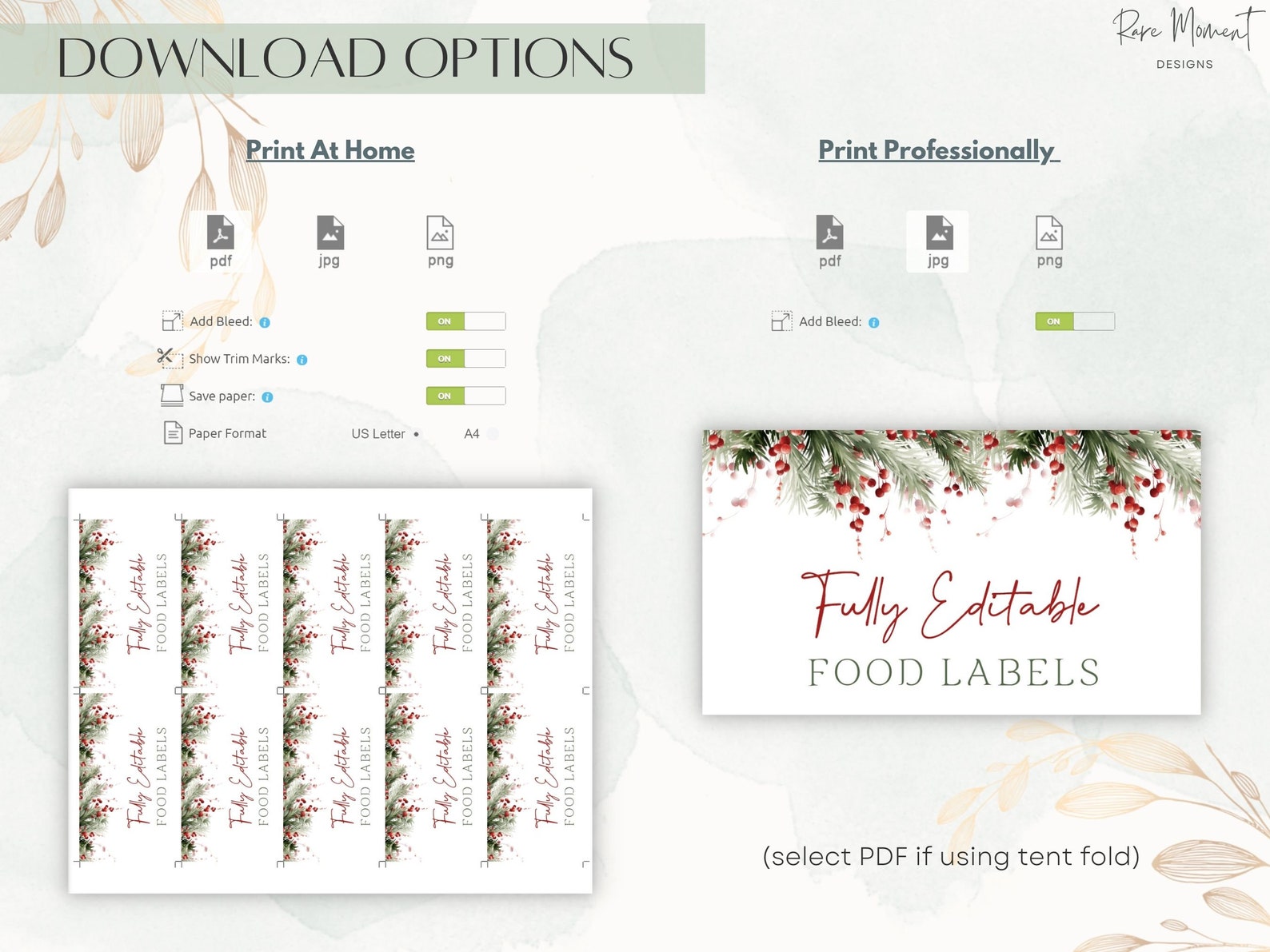 Christmas Food Label Template Editable Christmas Food Tent - Etsy