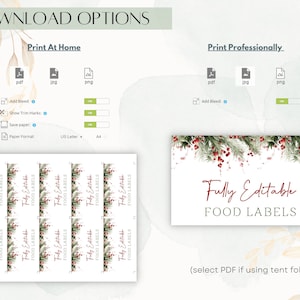 Christmas Food Label Template, Editable Christmas Food Tent Cards ...