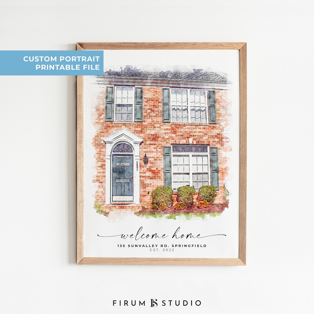 Custom Portrait, Homeowners Gift, Digital Download Personalized Gift ...