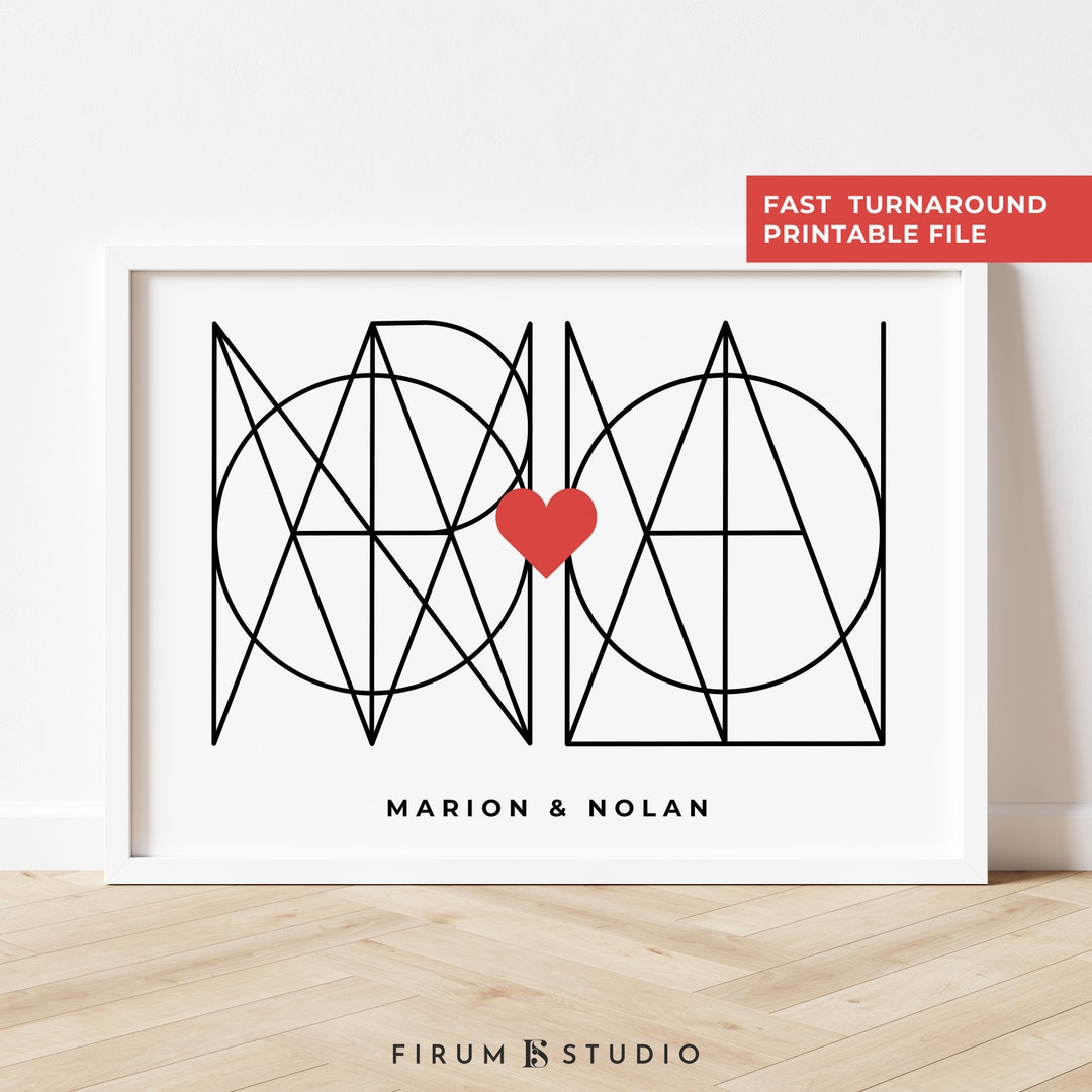 Custom Couple Name Print – Personalized Two Names Artwork, Romantic ...
