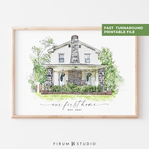 New Home and Housewarming Gift, Custom House Portrait, First Home Gift ...