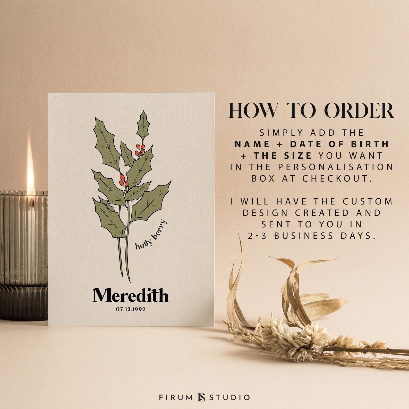 December Birthday Birth Flower Print Digital Download Gift - Etsy