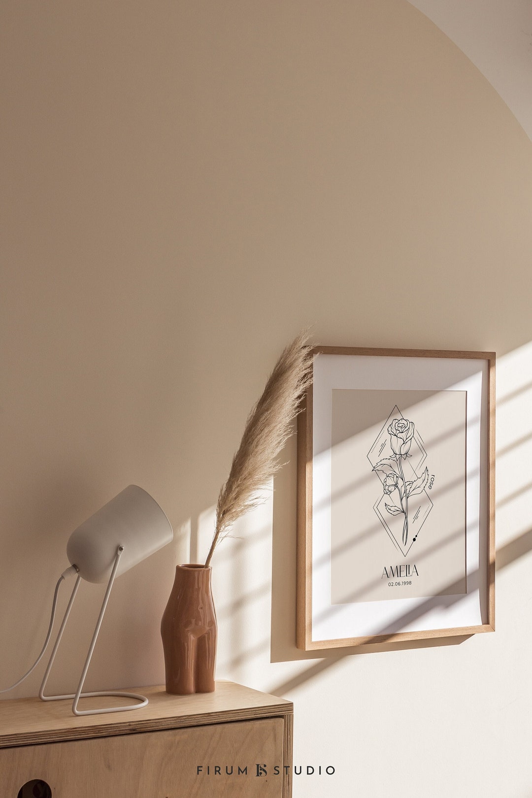 Rose Birth Flower, June Birth Flower, Custom Name Print, Printable Wall ...