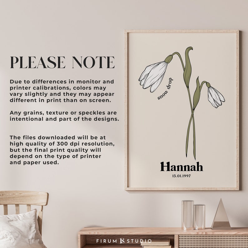 January Flower Print Birth Flower Print Snow Drop Wall Art - Etsy