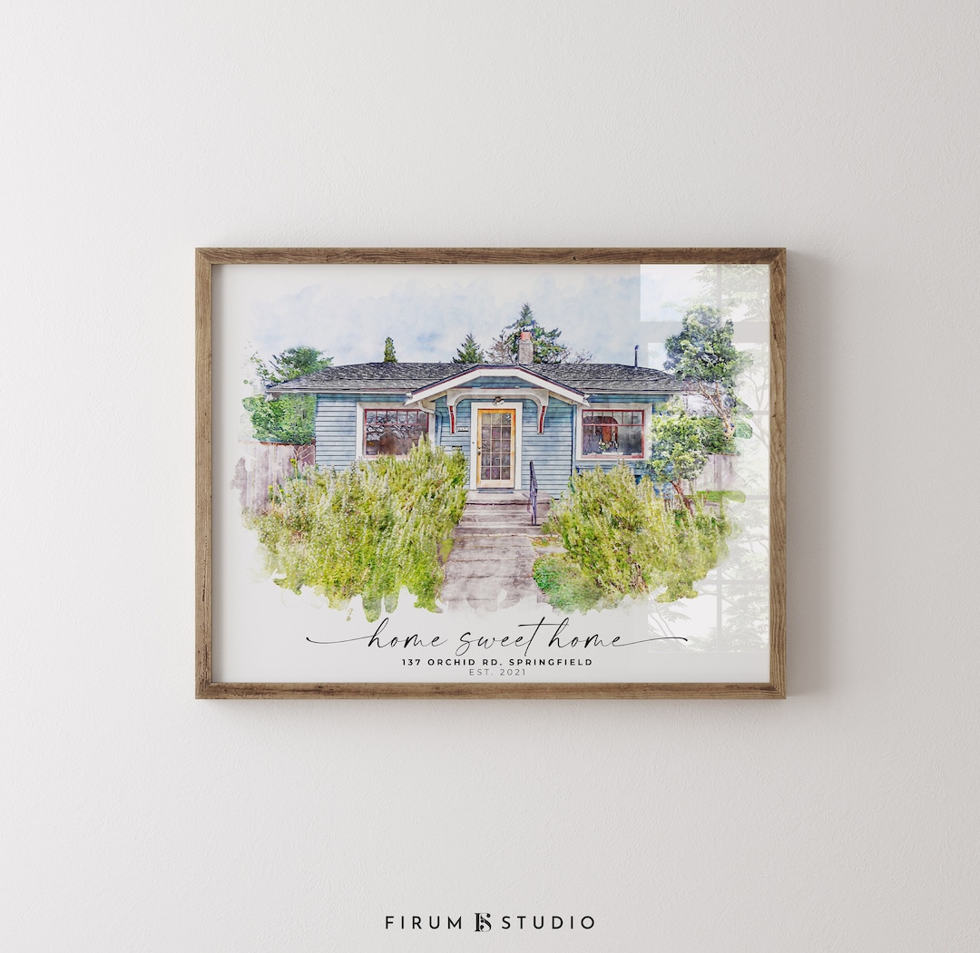Our First Home Print, Homeowners Gift, Custom House Portrait, Digital ...