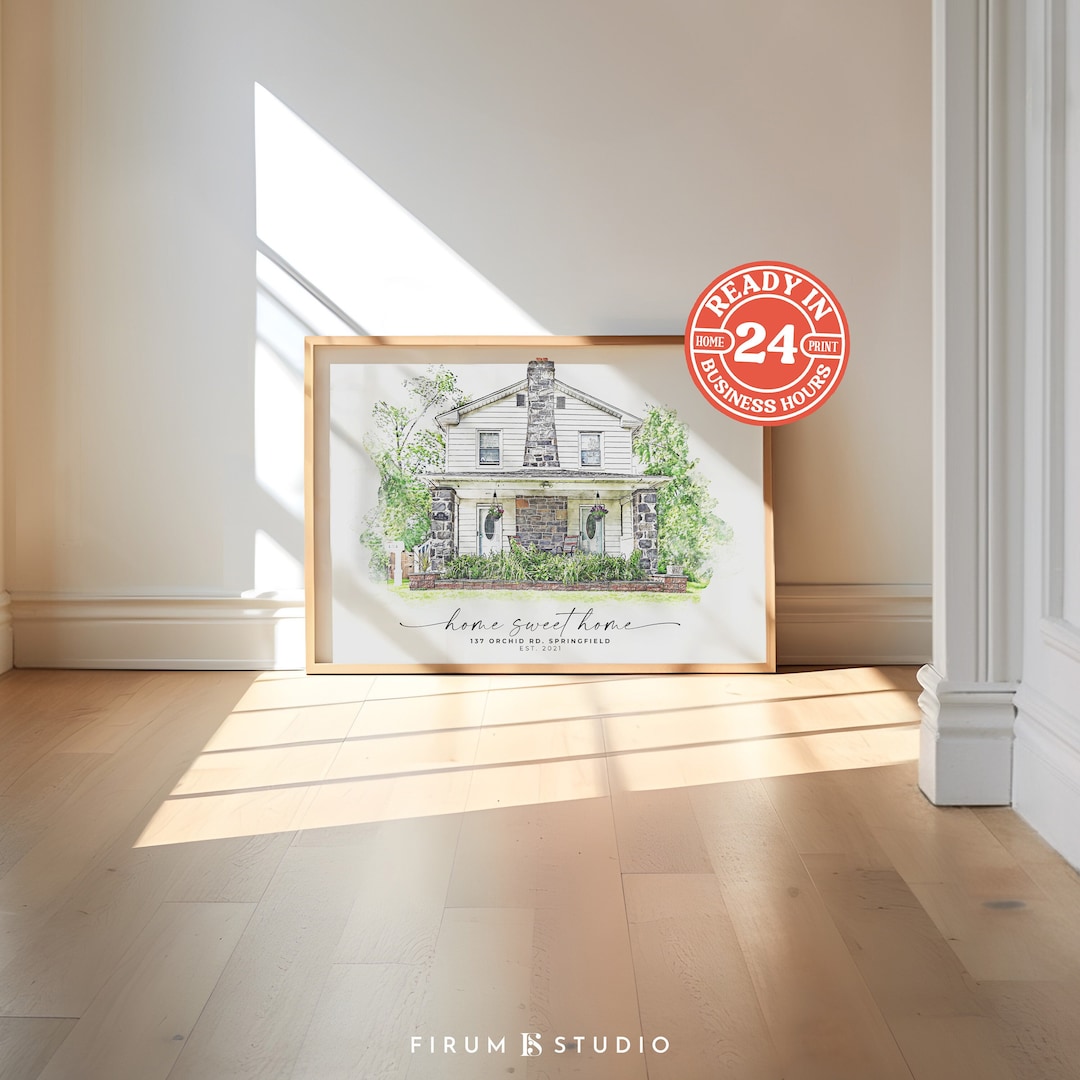 New Home and Housewarming Gift, Custom House Portrait, First Home Gift ...