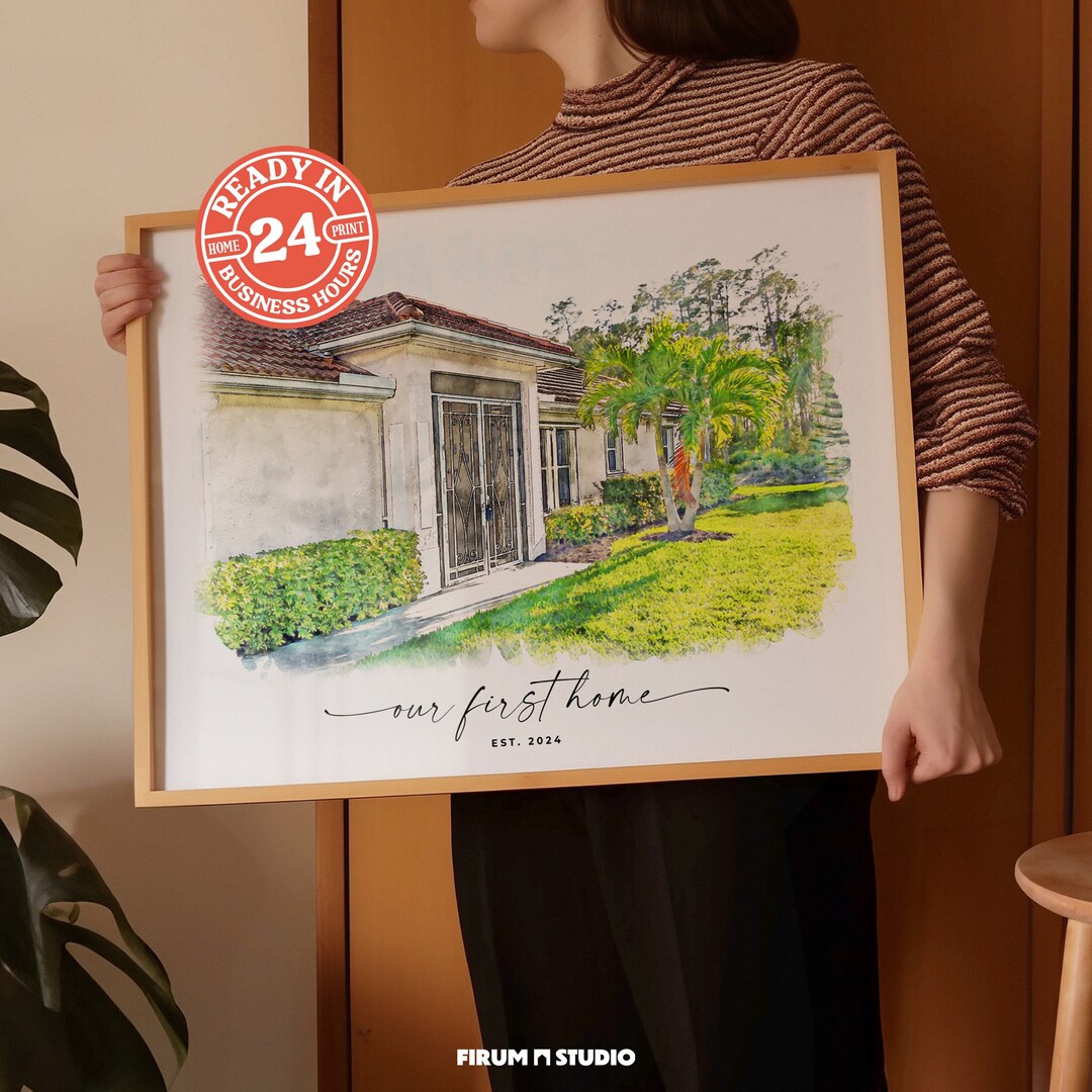 New Home and Housewarming Gift, Custom House Portrait, First Home Gift ...