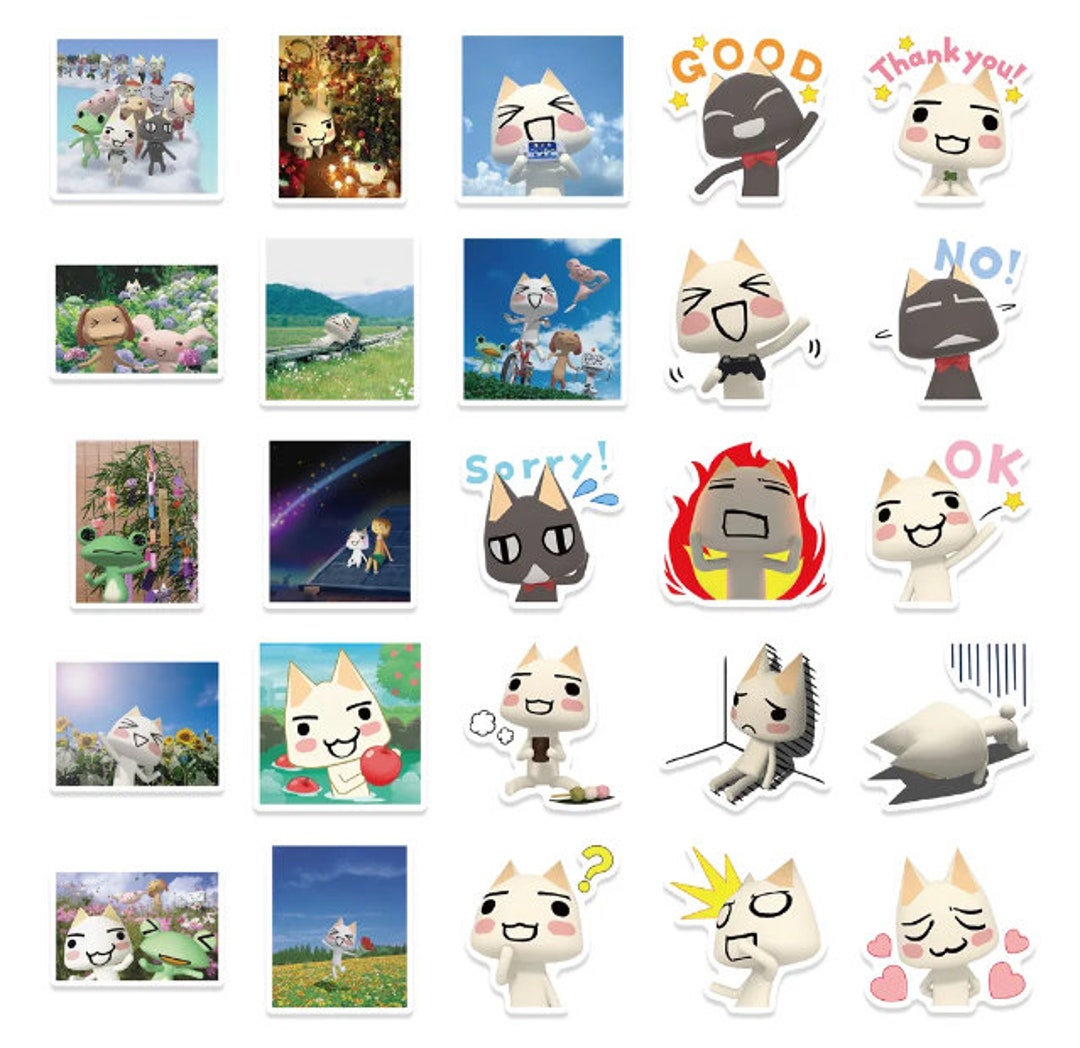 1 Pcs Cartoon Toro Inoue Cat Stickers Kawaii Waterproof - Etsy