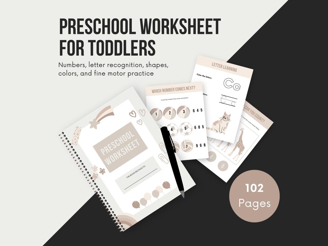 Preschool Worksheets for Toddlers, Kids Activity Book, Printable ...