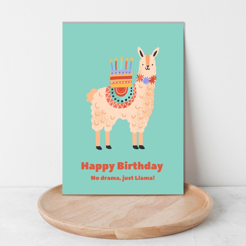 Llama Birthday Card, Happy Birthday Card, Printable Birthday Card ...