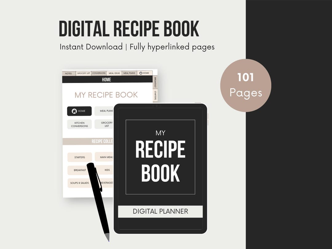 Digital Recipe Planner for Goodnotes, Notability, Digital Meal Planner ...