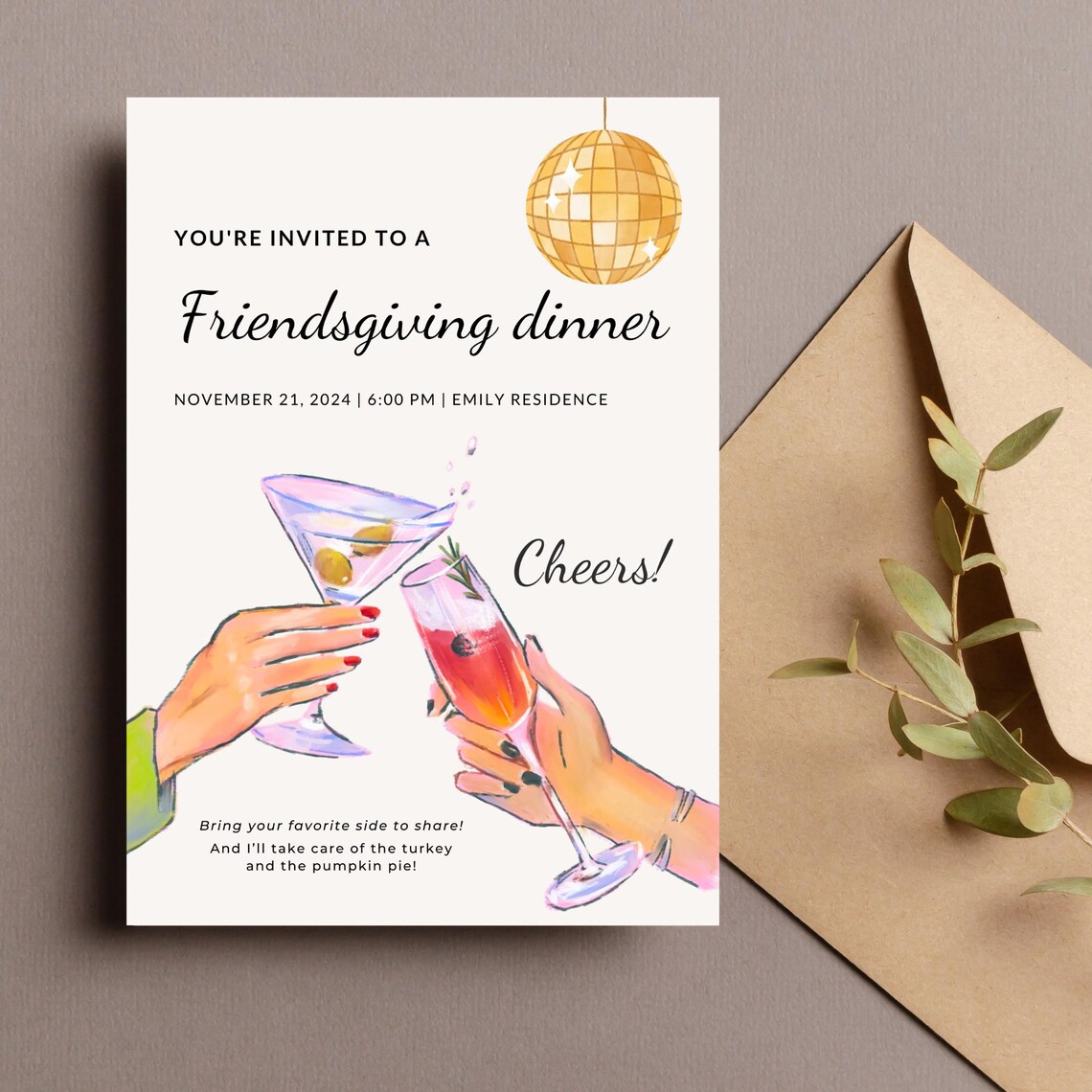 Friendsgiving Invitation, Friendsgiving Dinner Invite, Thanksgiving ...