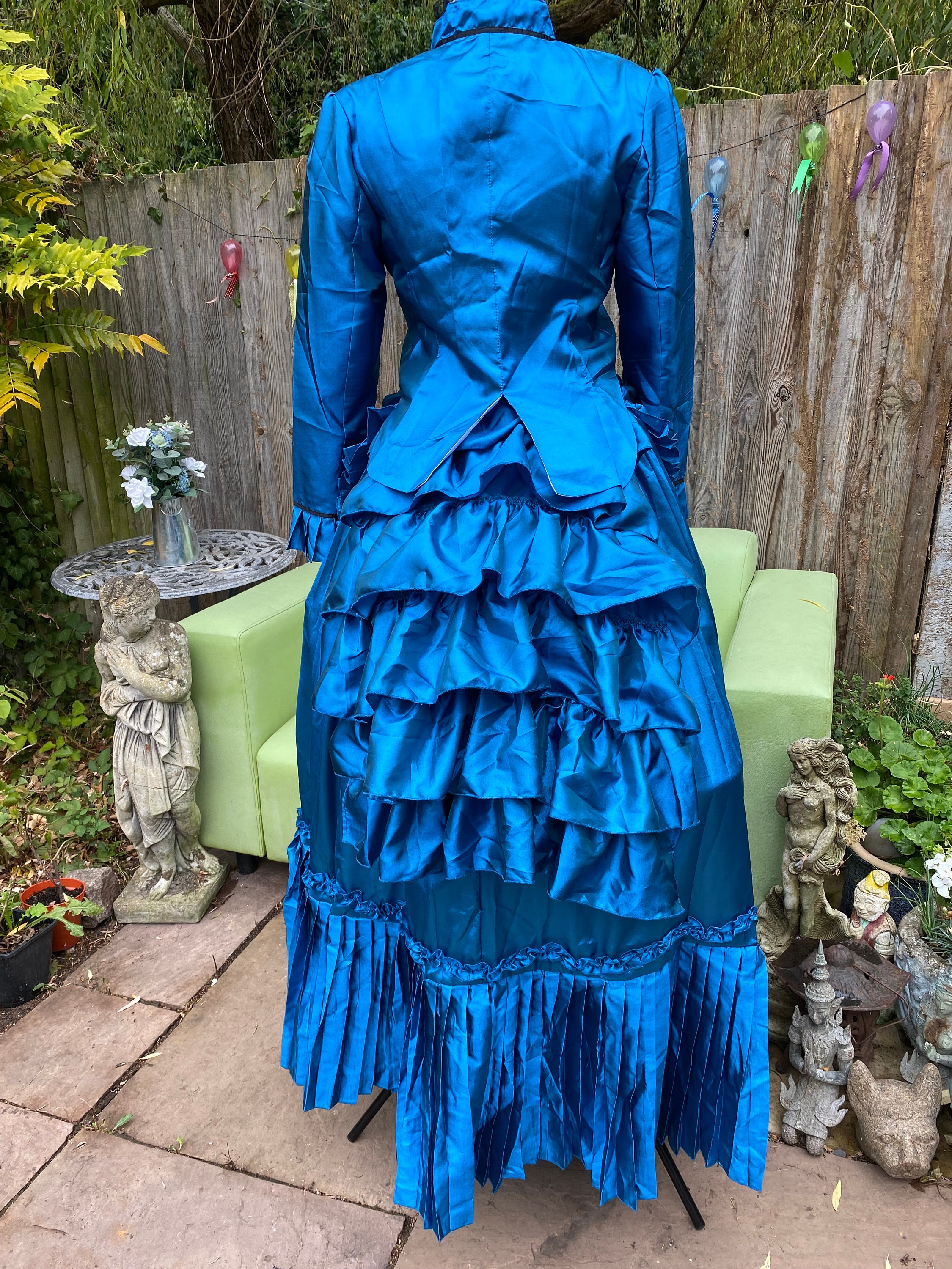 Blue Victorian Dress Satin Victorian Dress Bustle Dress - Etsy