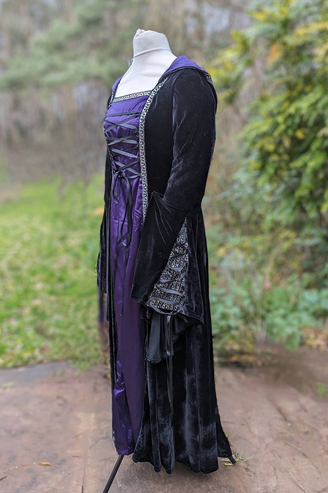 Black Velvet Medieval Dress, Medieval Wedding Dress, Druid Dress ...
