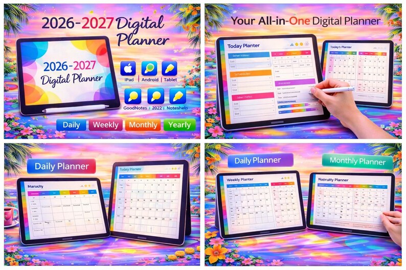 Digital Planner Undated Bundle 2026 -27 Yearly Planner Daily Weekly ...