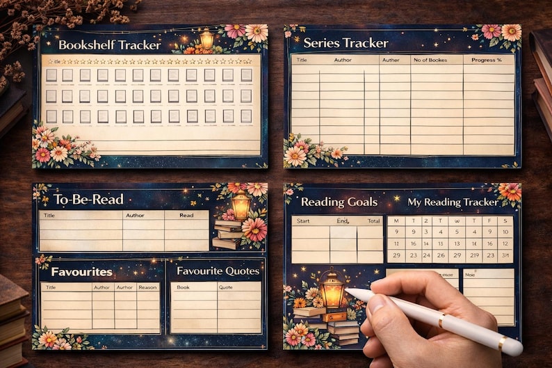 Digital Reading Journal, Book Tracker, Library Page (digital Download ...