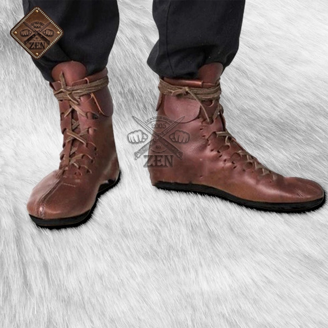 Leather Medieval Boots Vintage Knight Shoes-renaissance Medieval Boots ...