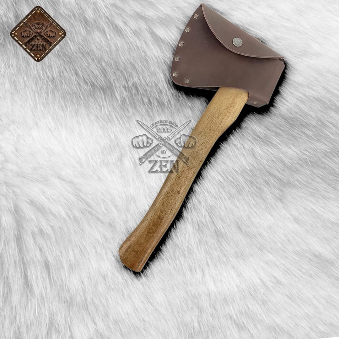 Handmade Leather Axe Sheath Fixed Blade Knife Camping Accessory Hunting ...