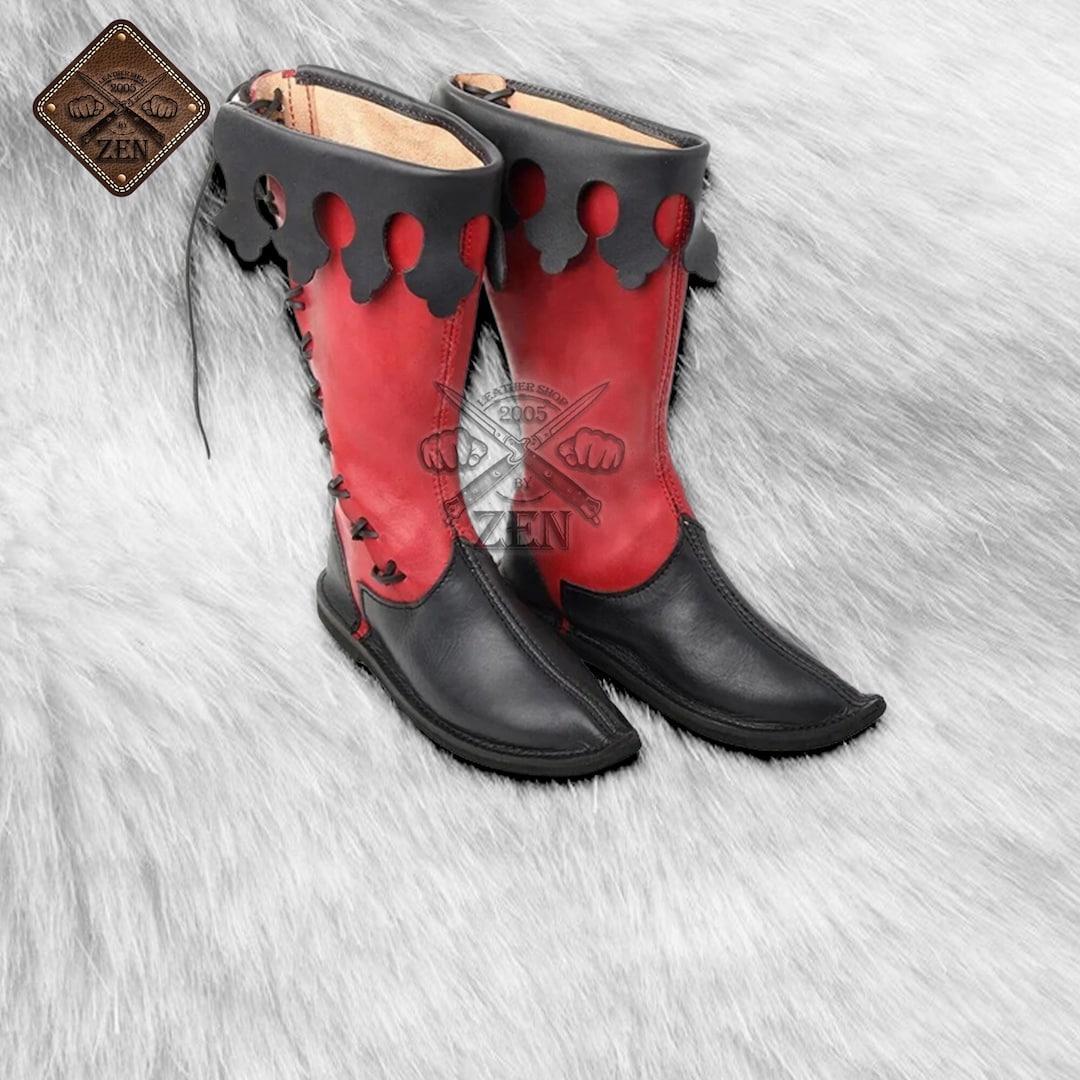 Leather Medieval Boots Viking Retro Vintage Knight-renaissance Medieval ...