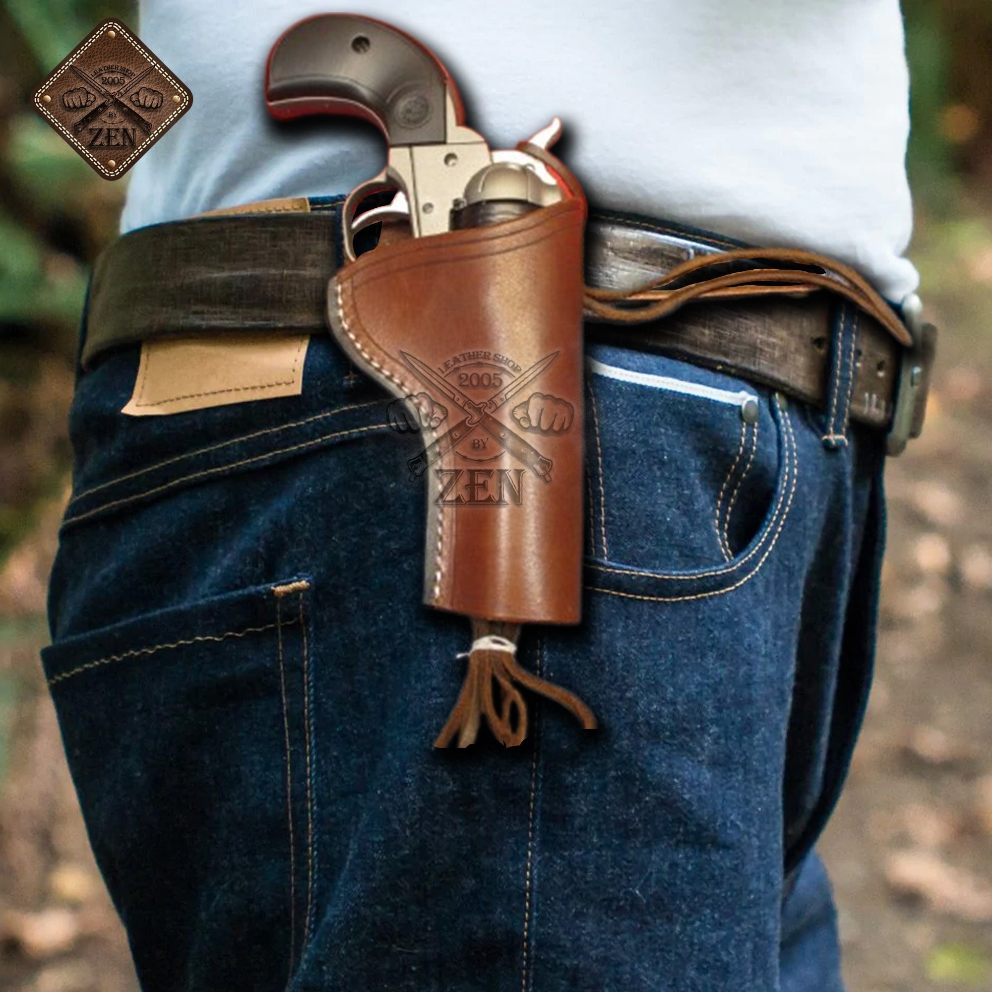 Best Leather Holster for Ruger Wrangler 22 LR SA, 6 Shot Revolver ...