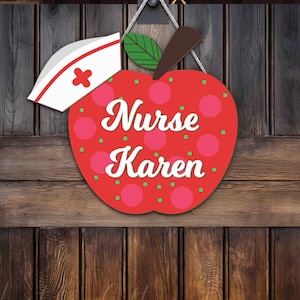 Personalized Apple NURSE SIGN, School Nurse Apple Sign, Wooden School ...