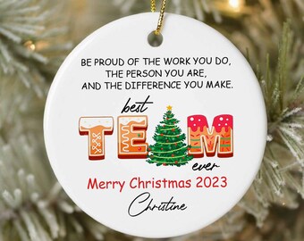Best Team Ever Ornament, Personalized Ornament Coworker Gift, Custom ...