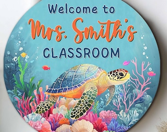 Personalized Classroom Door Sign, Ocean Sea Themed Door Sign, Teacher ...