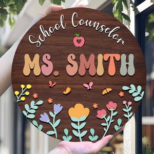 Personalized School Psychologist Gift, 3D School Counselor Office Door ...