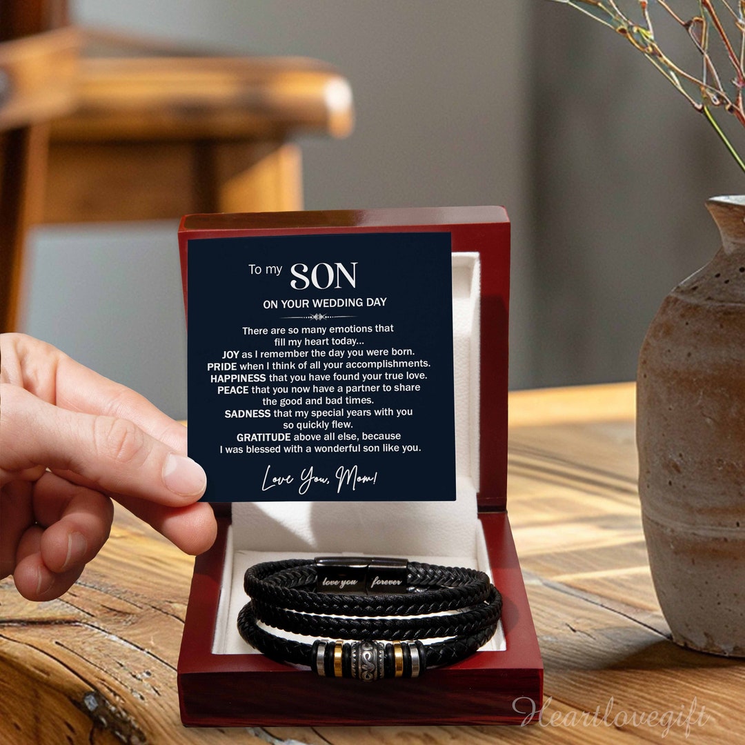 Son Getting Married Gift From Mom, Leather Bracelet Gift to Son on ...