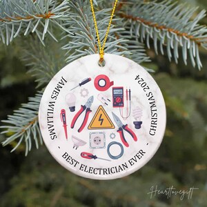 Best Electrician Ever Ornament Christmas 2024, Personalized Electrician ...